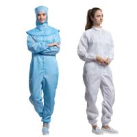China Anti Static ESD Cleanroom Suit Long Sleeve Hooded T Shirt Pants 2.5mm for sale