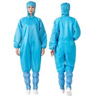 China ESD Conductive Fiber Anti Static Overcoat Cleanroom Suit Unisex 106-109 Ohm for sale