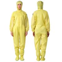 China ESD Conductive Fiber Anti Static Overcoat Cleanroom Suit Unisex 106-109 Ohm for sale