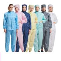 China ESD Anti Static Lab Jacket and Pants Polyester Fiber 106-109 Ohm for Electronic Workshop for sale