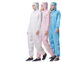 China ESD Antistatic Cleanroom Coverall Unisex Dustproof Lint Free Protection Suit 106-109 Ohm for sale