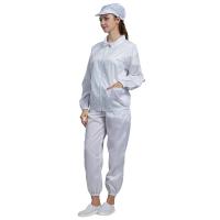 China ESD Anti Static Waterproof Coverall Lint Free Reusable Cleanroom Overall 106-109 Ohms for sale