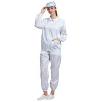 China ESD Anti Static Waterproof Coverall Lint Free Reusable Cleanroom Overall 106-109 Ohms for sale