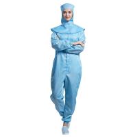 China Breathable Anti Static ESD Dustproof Unisex Jumpsuit Zipper Cleanroom Coverall 106-109ohms for sale
