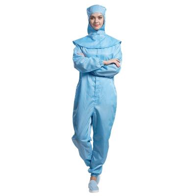 China Breathable Anti Static ESD Dustproof Unisex Jumpsuit Zipper Cleanroom Coverall 106-109ohms for sale