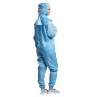 China Breathable Anti Static ESD Dustproof Unisex Jumpsuit Zipper Cleanroom Coverall 106-109ohms for sale