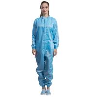 China Breathable Anti Static ESD Dustproof Unisex Jumpsuit Zipper Cleanroom Coverall 106-109ohms for sale
