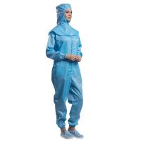 China Breathable Anti Static ESD Dustproof Unisex Jumpsuit Zipper Cleanroom Coverall 106-109ohms for sale