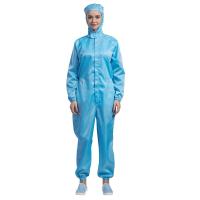 China Breathable Anti Static Cleanroom Suit ESD Garment with Carbon Filament 106-109 Ohm for sale