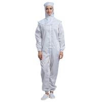 China Breathable Anti Static Cleanroom Suit ESD Garment with Carbon Filament 106-109 Ohm for sale