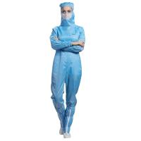 China ESD Hooded Anti Static Jumpsuit Cleanroom Coverall 106-109 Ohms Class 1000-10000 for sale