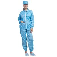 China 5mm Grid Anti Static Garments Polyester Cotton Clean Room Smock for sale