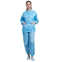 China ESD Anti Static Cleanroom Lab Coat Polyester Carbon Fiber 106-109 Ohm for sale