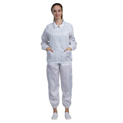 China ESD Anti Static Cleanroom Lab Coat Polyester Carbon Fiber 106-109 Ohm for sale