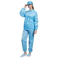 China ESD Anti Static Cleanroom Lab Coat Polyester Carbon Fiber 106-109 Ohm for sale