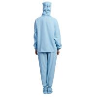 China Cleanroom Hooded Anti Static Workwear Long Sleeve Shirt Pants ESD 5mm Grid for sale