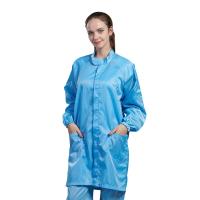 China ESD Anti Static Smock DG001 Industrial Cleanroom Garment with Conductive Carbon Fiber 106-108 Ohm for sale