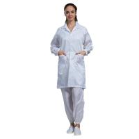China ESD Anti Static Smock DG001 Industrial Cleanroom Garment with Conductive Carbon Fiber 106-108 Ohm for sale