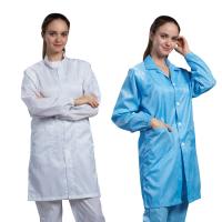 China Cleanroom Dustproof Anti Static Garments ESD Workwear 5mm Grid for sale