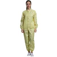 China Custom Color ESD Smock Polyester Antistatic Working Clothes 5mm Stripe Surface Resistance 10^6-10^8 for sale