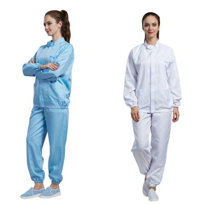 China Custom Color ESD Smock Polyester Antistatic Working Clothes 5mm Stripe Surface Resistance 10^6-10^8 for sale