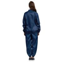 China Custom Color ESD Smock Polyester Antistatic Working Clothes 5mm Stripe Surface Resistance 10^6-10^8 for sale