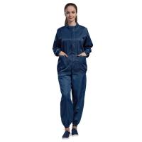 China Custom Color ESD Smock Polyester Antistatic Working Clothes 5mm Stripe Surface Resistance 10^6-10^8 for sale