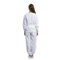 China Hospital Surgical Anti Static Long Sleeve White Cotton Gown ESD Cleanroom 100 Polyester for sale