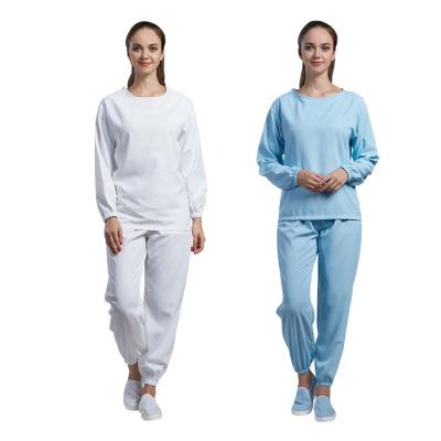 China Hospital Surgical Anti Static Long Sleeve White Cotton Gown ESD Cleanroom 100 Polyester for sale