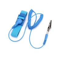 China Blue Adjustable PVC Fabric ESD Wrist Strap with 3M Coil Cord for Cleanroom for sale