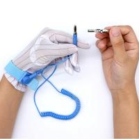 China Blue Adjustable PVC Fabric ESD Wrist Strap with 3M Coil Cord for Cleanroom for sale