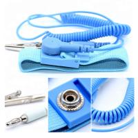 China Blue Adjustable PVC Fabric ESD Wrist Strap with 3M Coil Cord for Cleanroom for sale