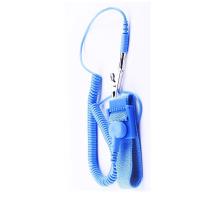 China Adjustable Blue Anti Static ESD Wrist Strap PVC With Coil Cord for sale