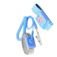 China ESD Anti Static Wrist Strap 10mm Snap PU Cord 2.5mm 1.8M Adjustable Stainless Steel Band for sale