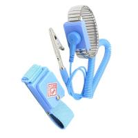 China ESD Anti Static Wrist Strap 10mm Snap PU Cord 2.5mm 1.8M Adjustable Stainless Steel Band for sale