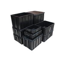 China ESD Safe Reusable Antistatic Plastic Box 350x265x125mm Conductive Storage Bin for PCB Electronic Components for sale