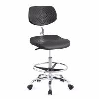 China Black ESD Backrest Anti Static Lab Chair Metal Frame With Hard Plastic Seat for sale
