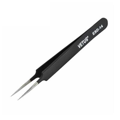 China ESD Antistatic Vetus Lash Tweezers 120mm Stainless Steel Slant Tip Precision Tweezer for sale