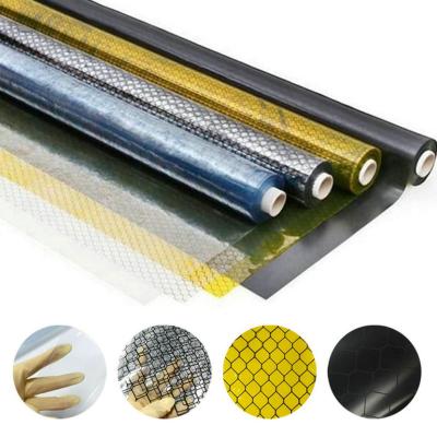 China Anti Static PVC Grid Curtain ESD Cleanroom Soft Wall 0.3mm 1.37m Width Room Divider for sale