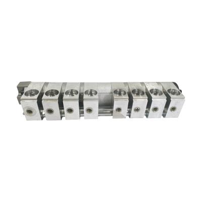 China 8-Way Hydraulic Flow Distributor with 8 Pressure 3-Way Ball Valves and Manifold Block 350 Bar for sale