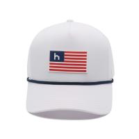 China White Rubber Patch Baseball Cap 100% Polyester Adjustable Snapback for sale