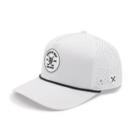 China 5 Panel Rubber Patch Waterproof White Golf Hat for Outdoor Sports for sale