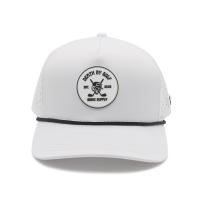 China 5 Panel Rubber Patch Waterproof White Golf Hat for Outdoor Sports for sale