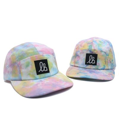 China Custom Unisex 5-Panel Tie-Dye Cotton Camp Sport Running Hat Cap Fast Drying 56-60cm Adult Size for sale