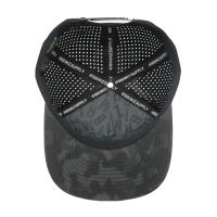 China Waterproof Rubber Logo Laser Cut Flat Bill 5 Panel Breathable Camo Golf Hat 56-60cm for sale