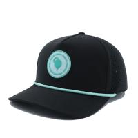 China Custom 6 Panel Rubber Patch Logo Waterproof Laser Cut Hole Sports Perforated Golf Hat for sale