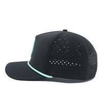 China Custom 6 Panel Rubber Patch Logo Waterproof Laser Cut Hole Sports Perforated Golf Hat for sale