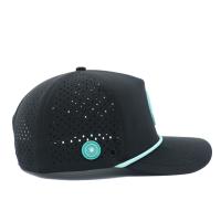 China Custom 6 Panel Rubber Patch Logo Waterproof Laser Cut Hole Sports Perforated Golf Hat for sale