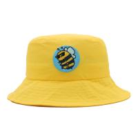 China Custom Embroidered Cotton Kids Bucket Hat 58cm Wide Brim Sun Protection Fisher Hat for sale