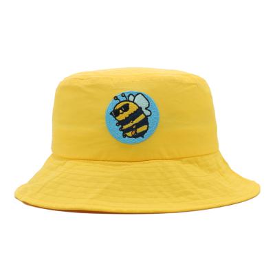China Custom Embroidered Cotton Kids Bucket Hat 58cm Wide Brim Sun Protection Fisher Hat for sale